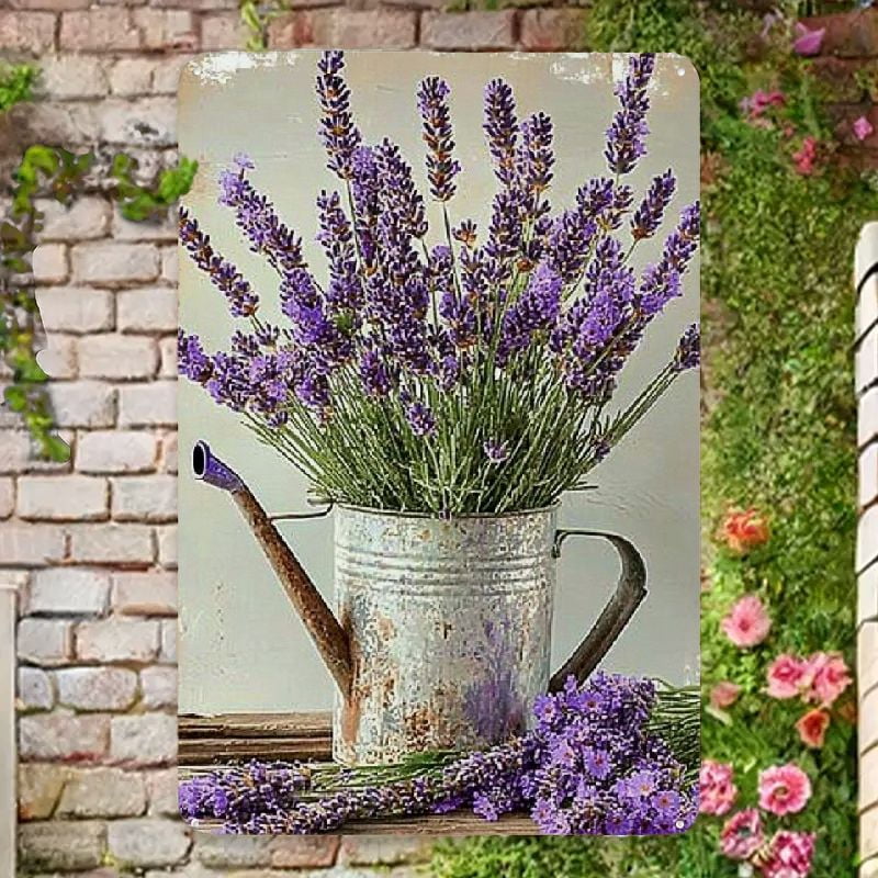 Charming Vintage Lavender Tin Sign - 8x12 Inch, Rustic Wrought Iron ...