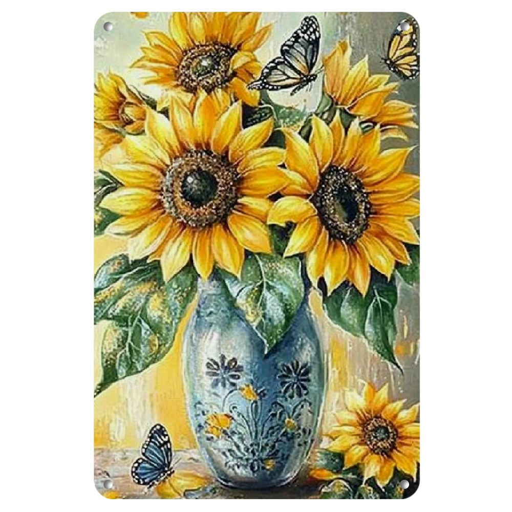 Charming Vintage Sunflower Metal Wall Art - 8x12" | Perfect for Bedroom ...