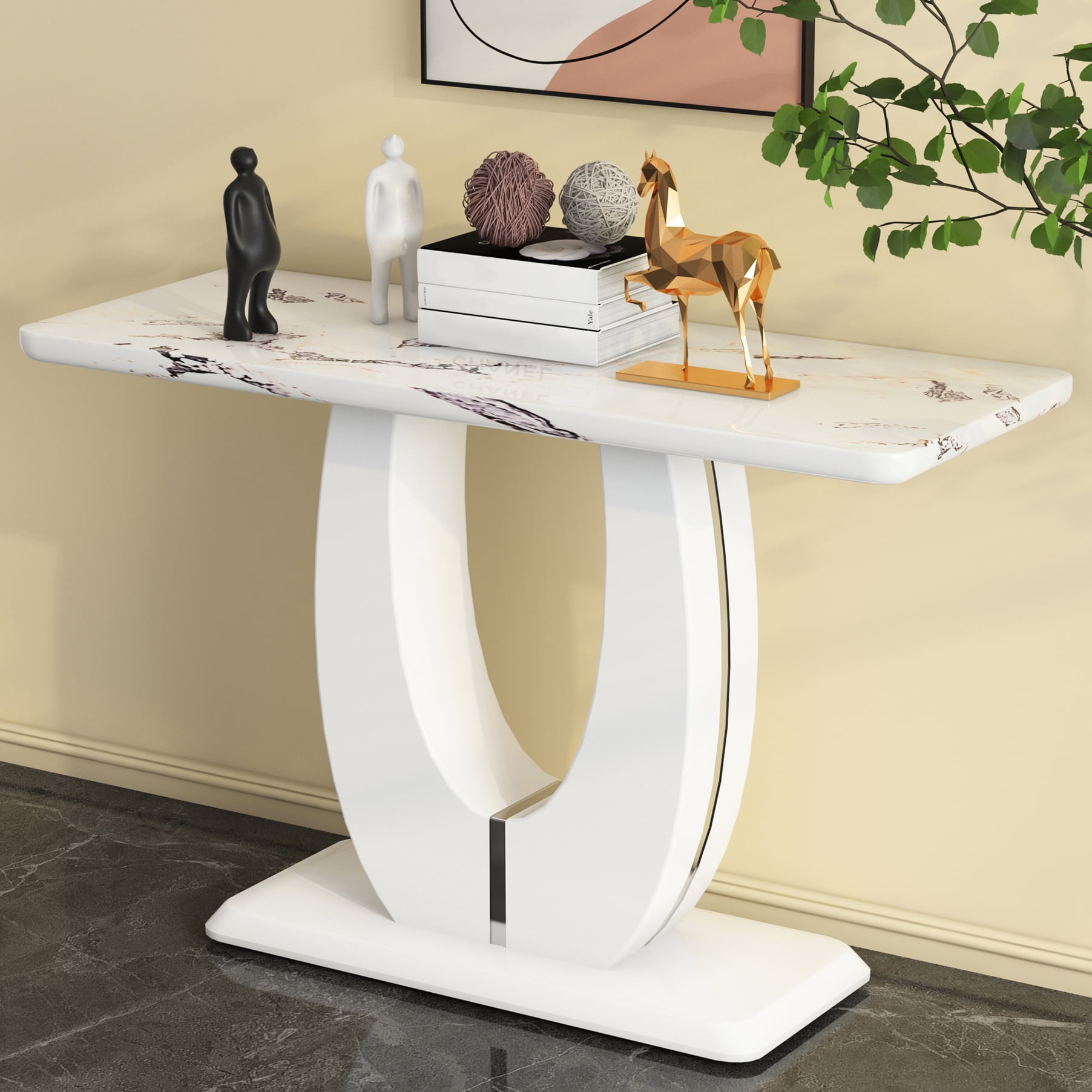 Charming White Rectangular Table For Office Desk, Computer - 46.97"x17.94"x29.18 Versatile ...