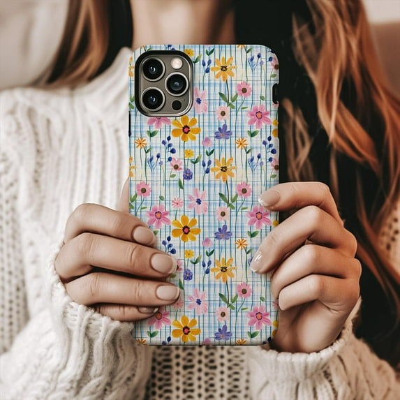 Charming Wildflower Gingham Phone Case with a Floral Cottagecore ...