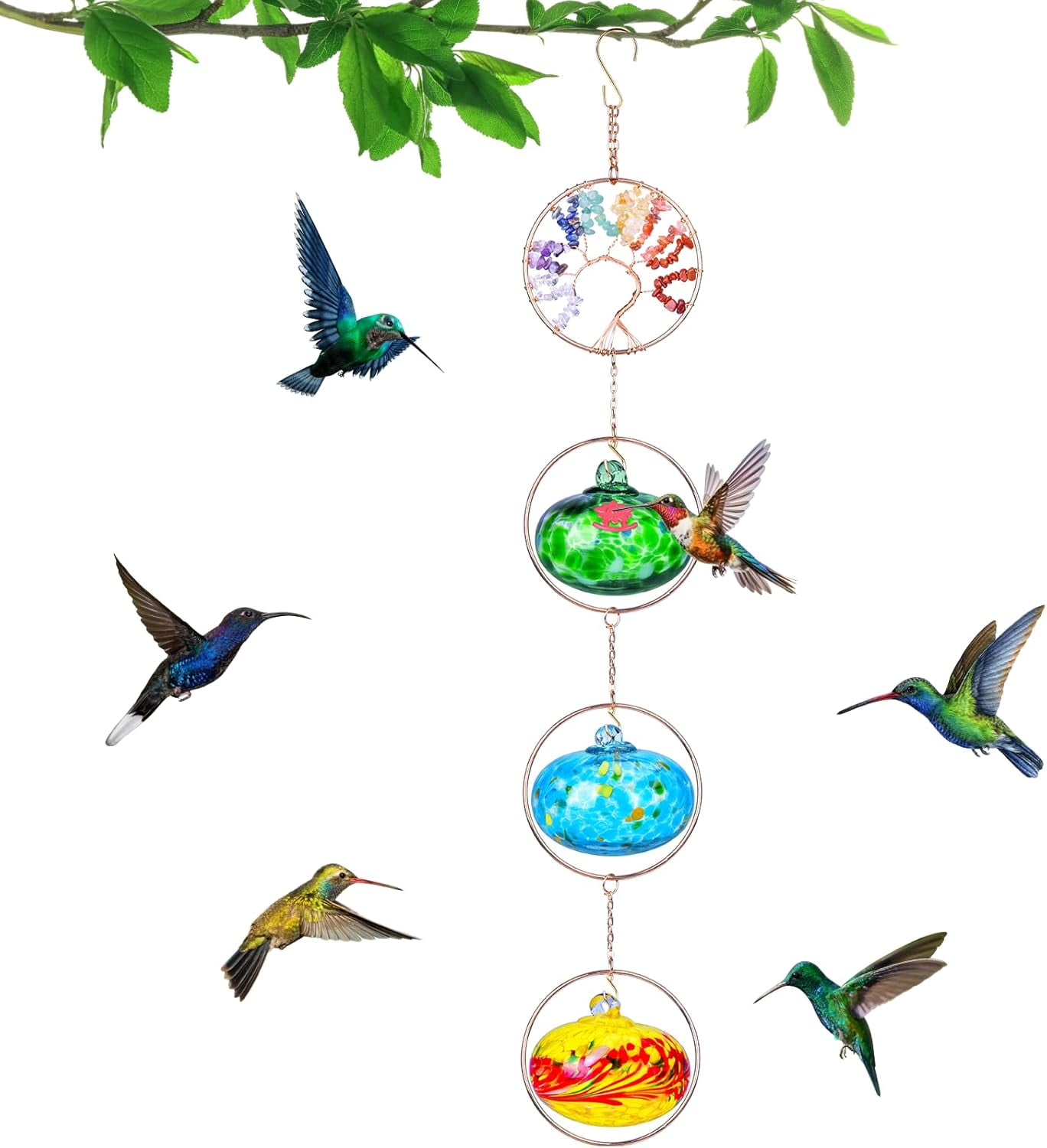Charming Wind Chimes Hummingbird Feeder for Outdoors Hanging ant and ...