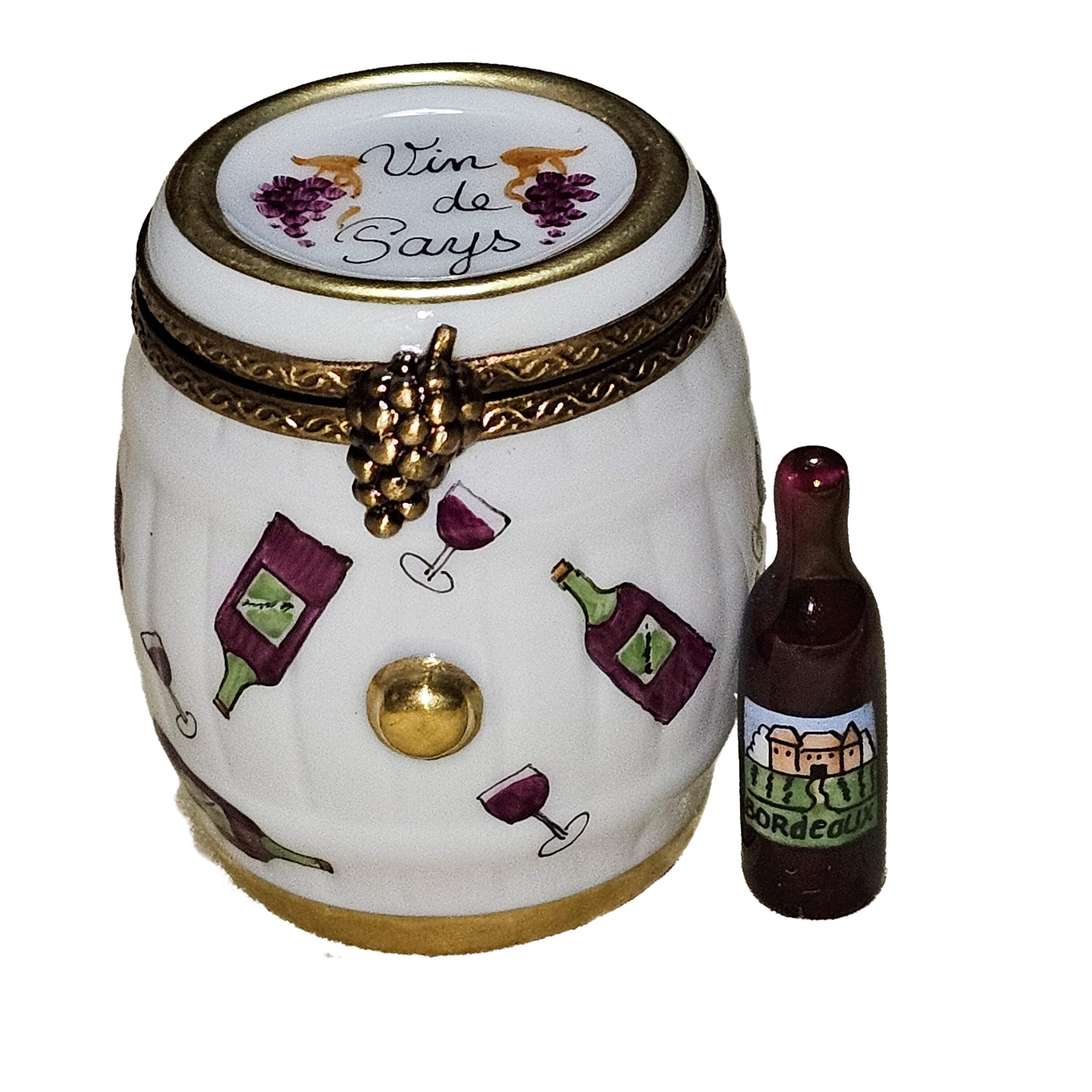 Charming Wine Barrel Box for Wine Lovers Limoges Box Porcelain Figurine ...