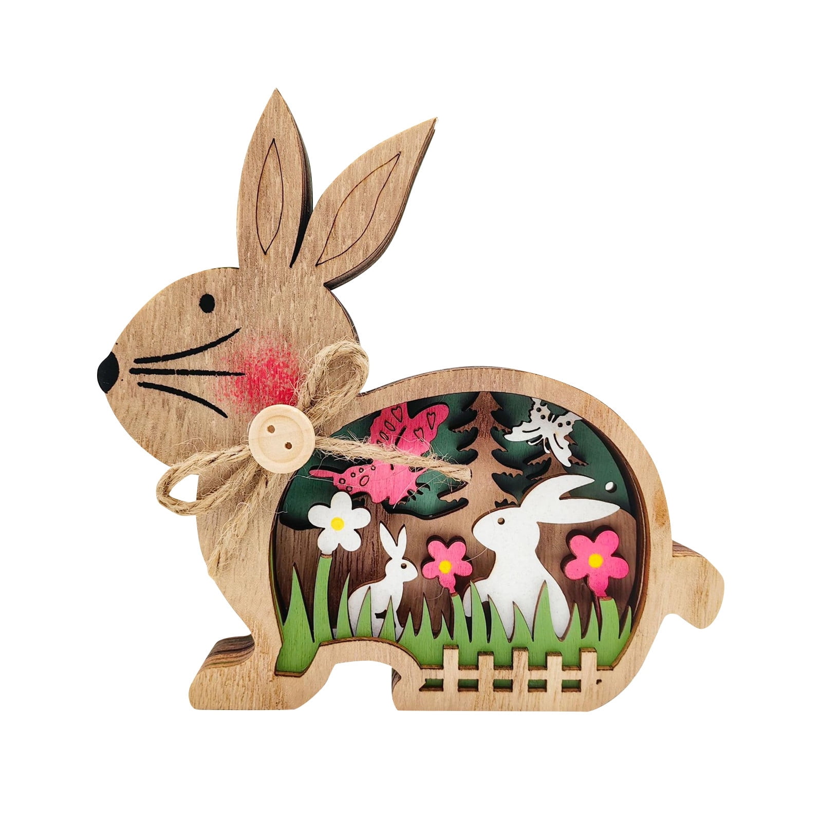 Charming Wooden Easter Bunny Decoration with LED Light, Spring Home ...