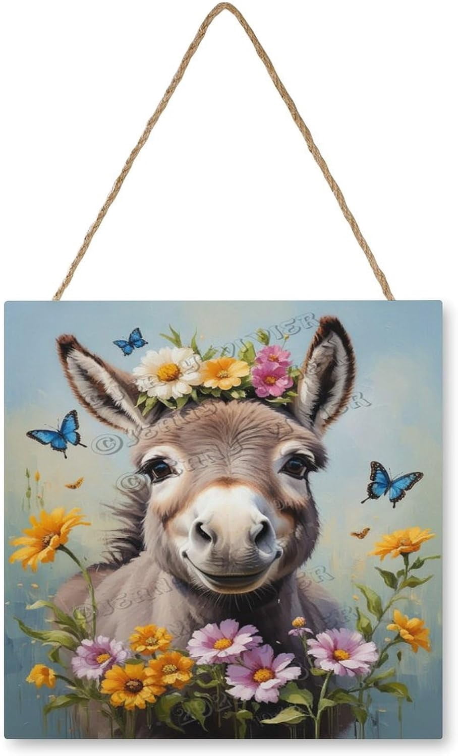Charming Wooden Hanging Sign Featuring Cute Donkey - Animal Decor for ...