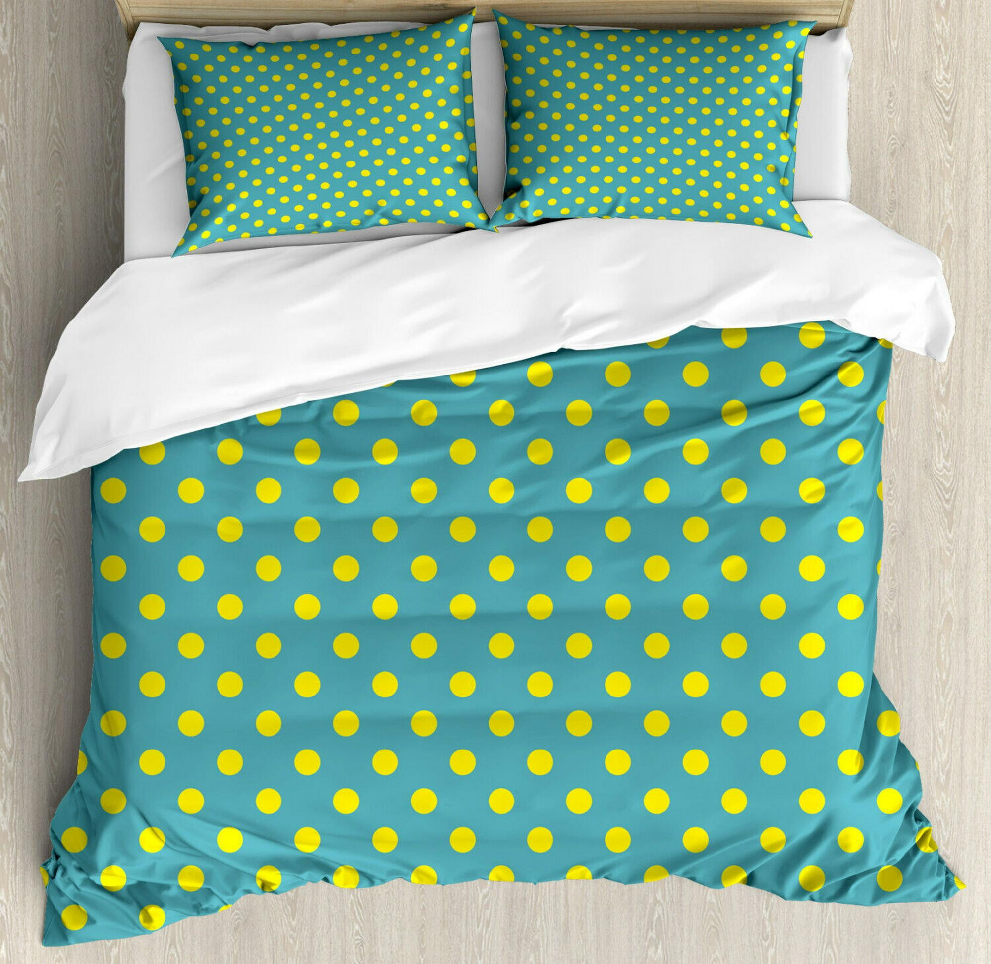 Charming Yellow and Blue Bedding Set with Nostalgic Polka Dot Design ...