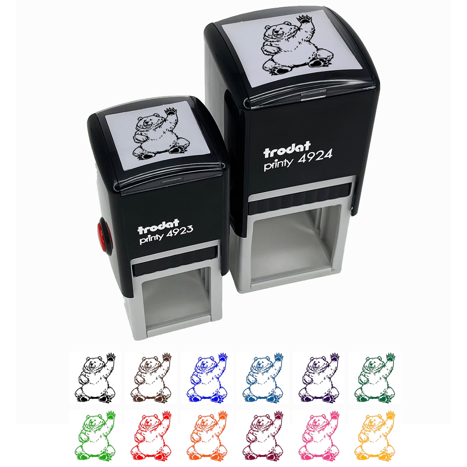 Charmingly Chubby Waving Bear Self-Inking Rubber Stamp Ink Stamper ...