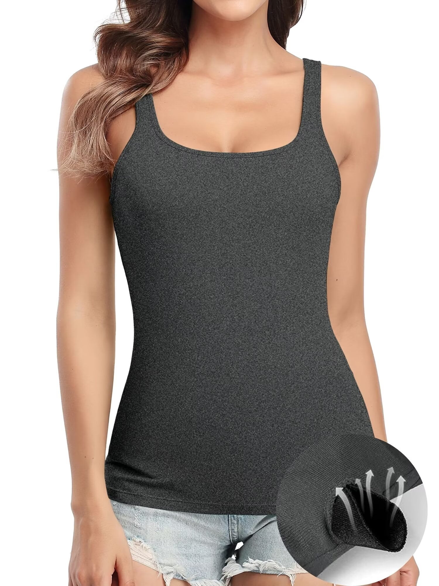 Charmo Womens's Camisole Cotton Tank Tops Built in Padded Bra ...