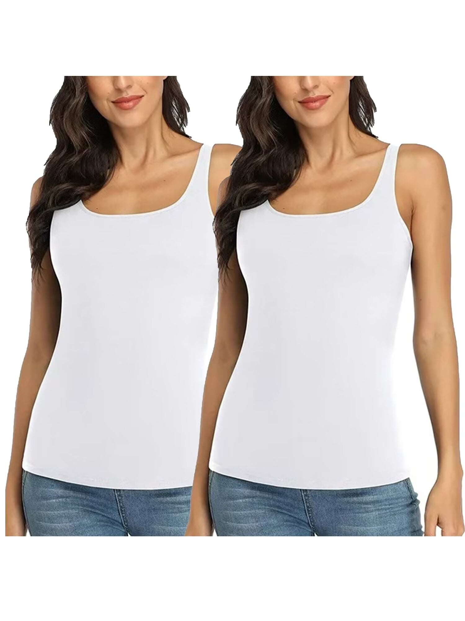 Charmo Cotton Basic Camisole for Womens Wider Straps Tank Tops with ...