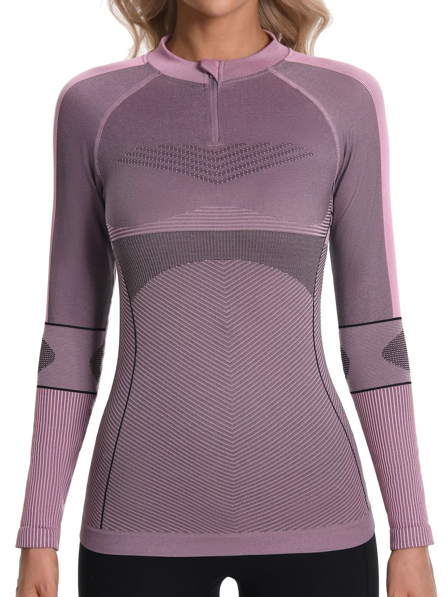 Charmo Long Sleeve Workout Tops for Womens Zip Up Seamless Athletic ...