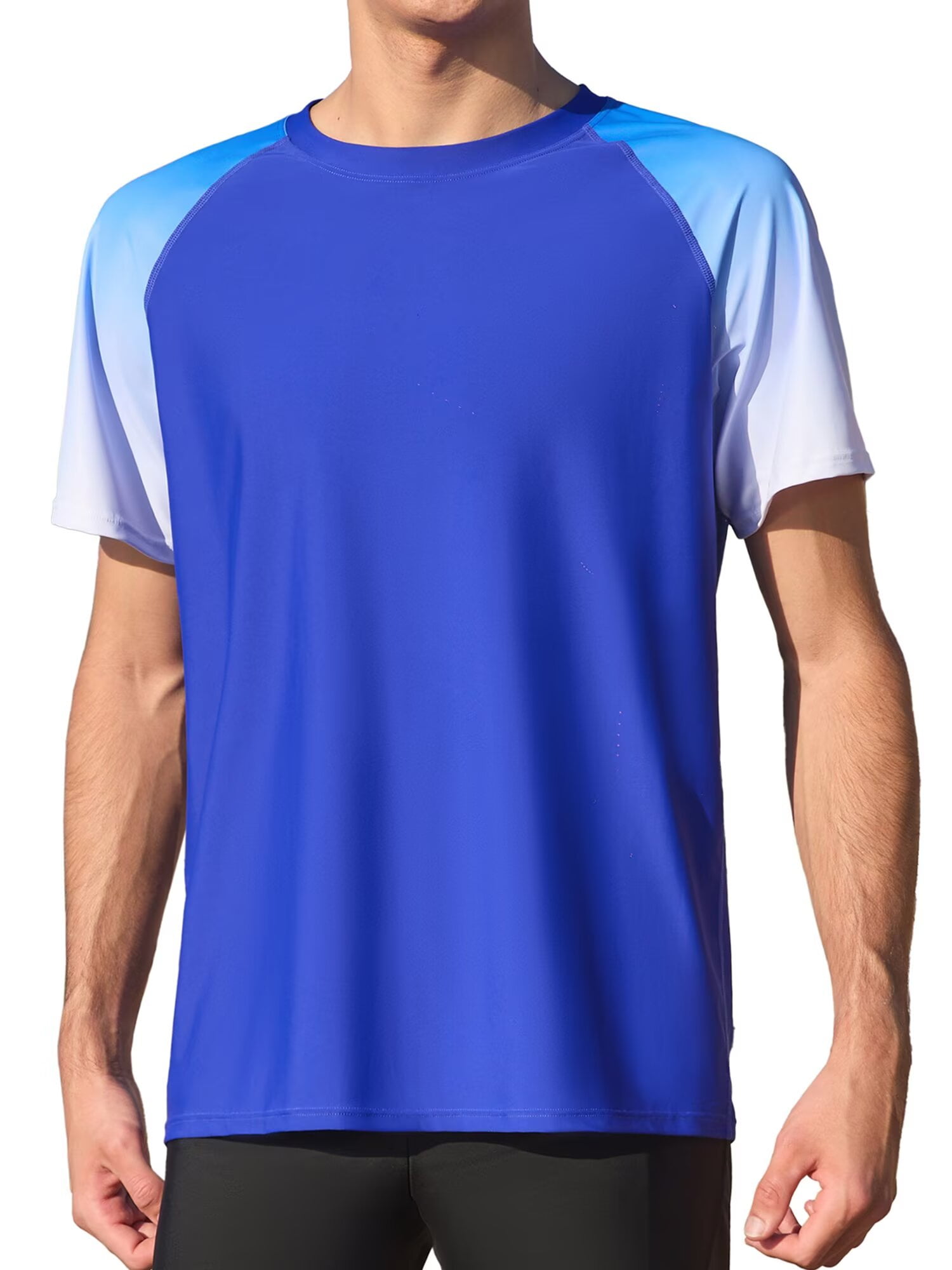 Charmo Mens Short Sleeve Gradient Swim Shirts Quick Dry UPF 50+ Sun ...