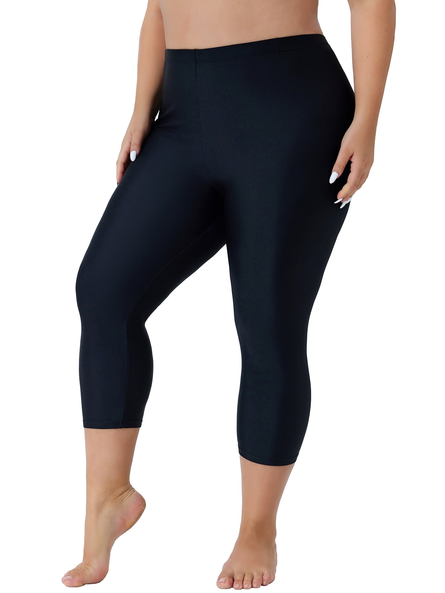 Charmo Plus Size Swim Bottoms for Womens High Waisted Swim Capris Long ...