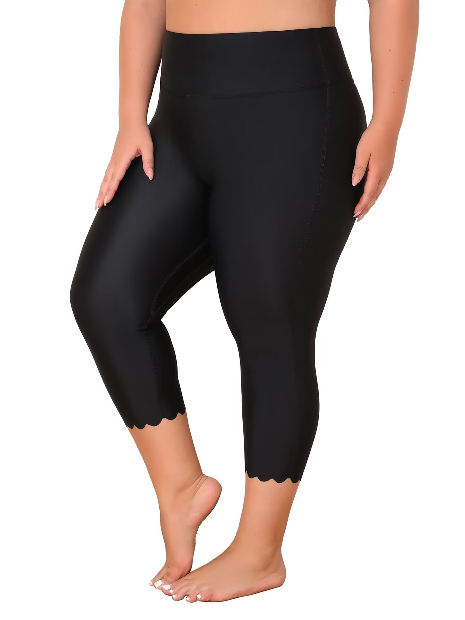 Charmo Plus Size Swim Bottoms for Womens High Waisted Swim Capris Long ...