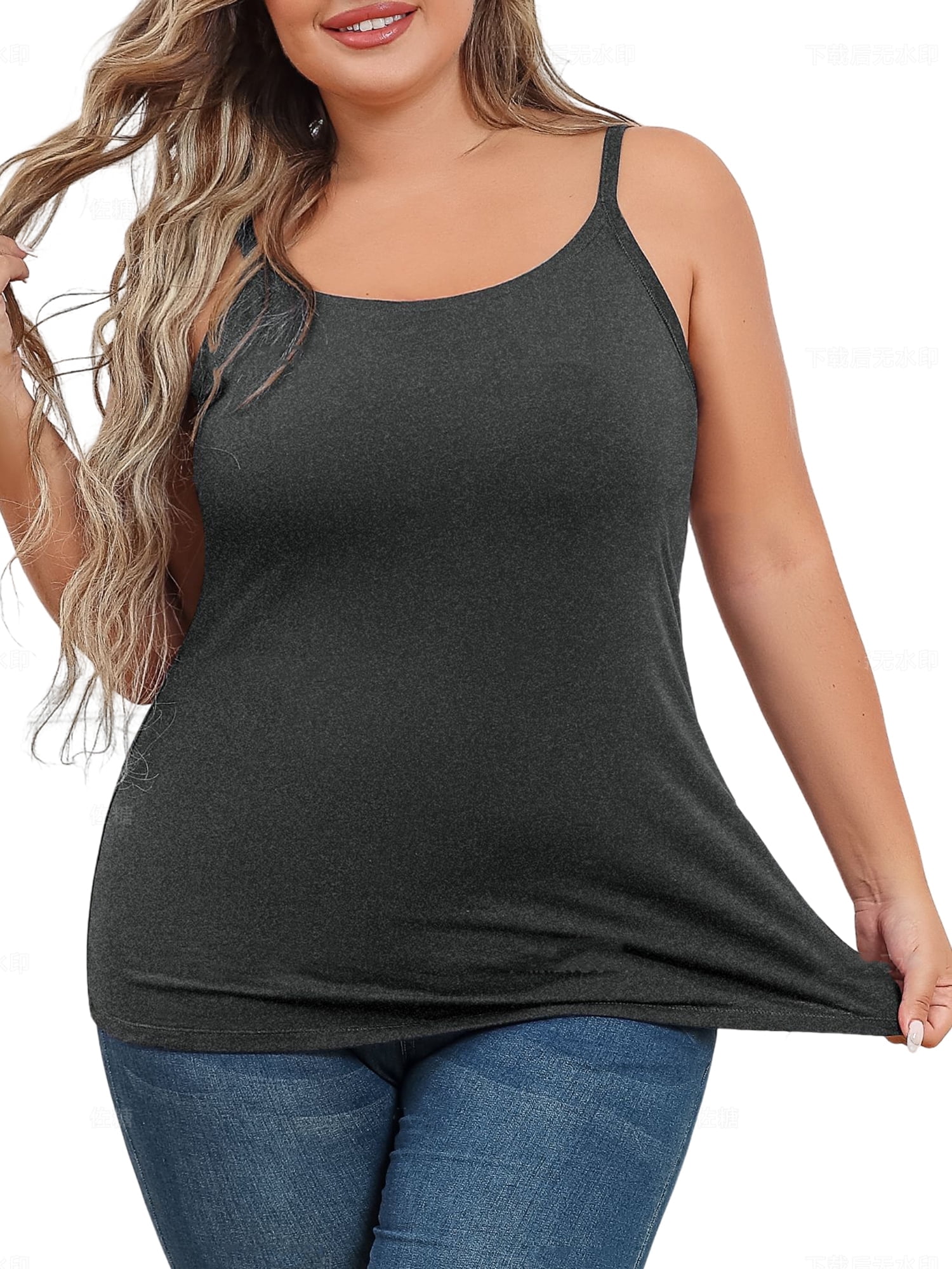Charmo Plus Size Tank Tops for Womens Adjustable Strap Cotton ...