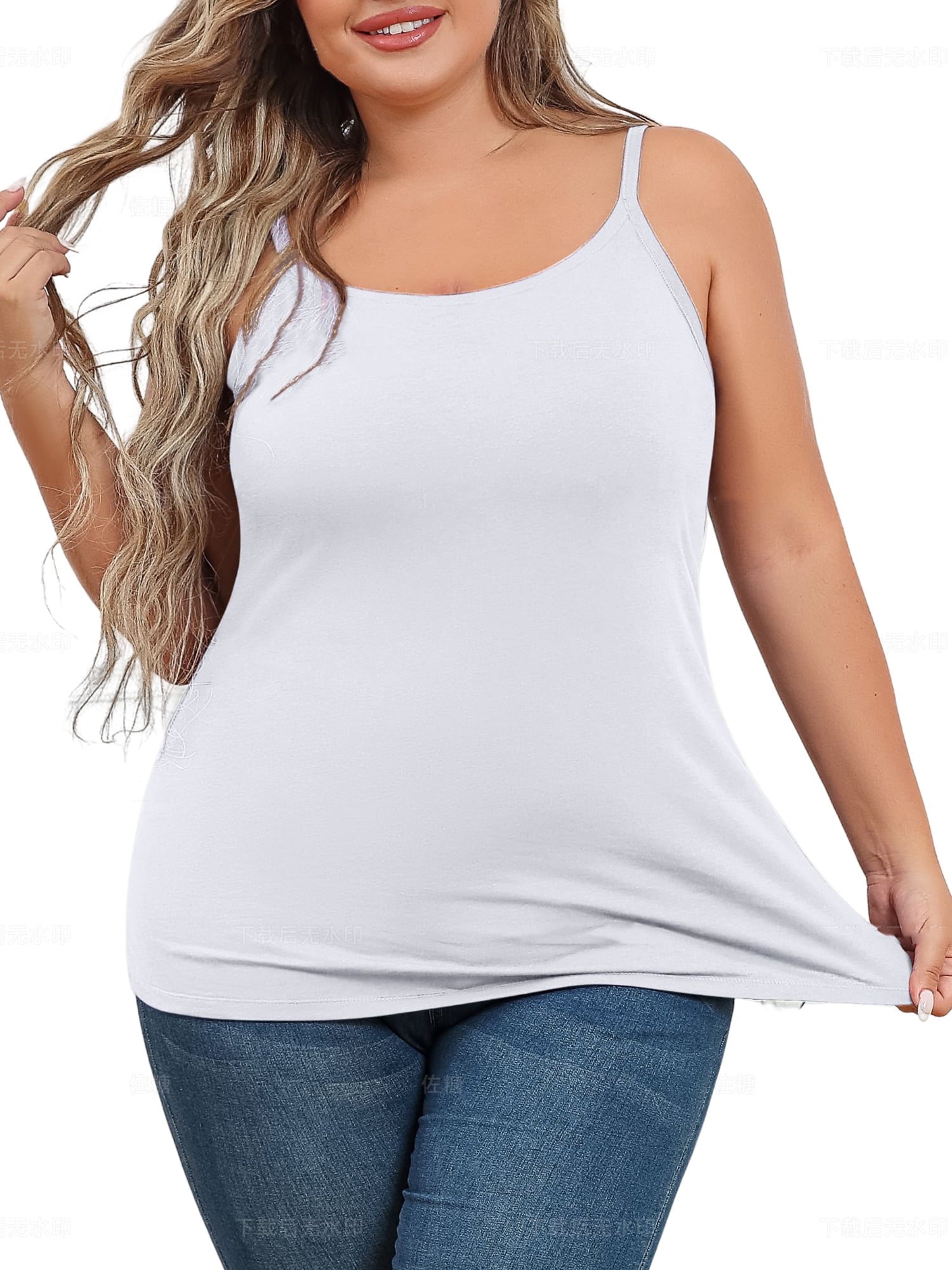 Charmo Plus Size Tank Tops for Womens Adjustable Strap Cotton ...