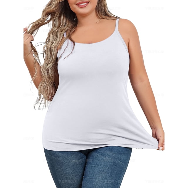 Charmo Women's Plus Size Camisole, Adjustable Spaghetti Strap, Built-in ...