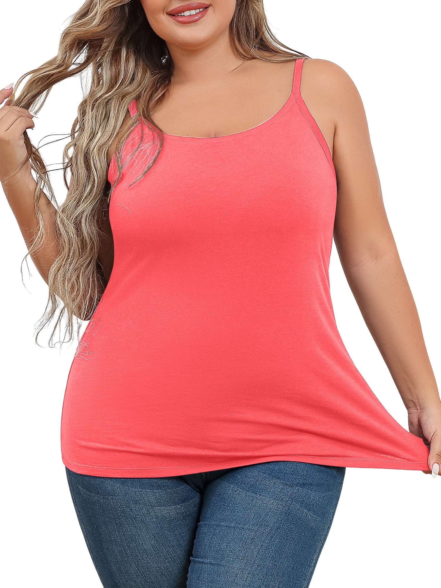 Charmo Plus Size Tank Tops for Womens Adjustable Strap Cotton ...