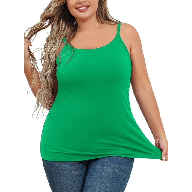 Charmo Plus Size Tank Tops for Womens Adjustable Strap Cotton ...
