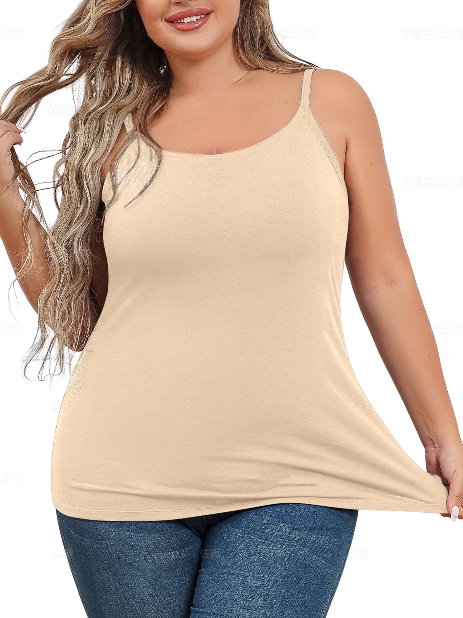 Charmo Plus Size Tank Tops for Womens Adjustable Strap Cotton ...