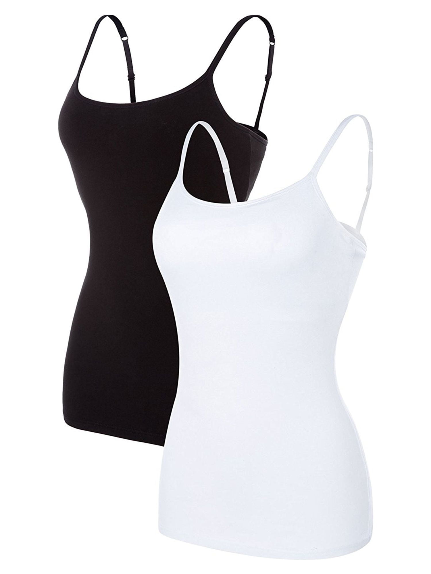 Charmo Women Basic Cami Tank Tops, Adjustable Spaghetti Strap, Built-in ...