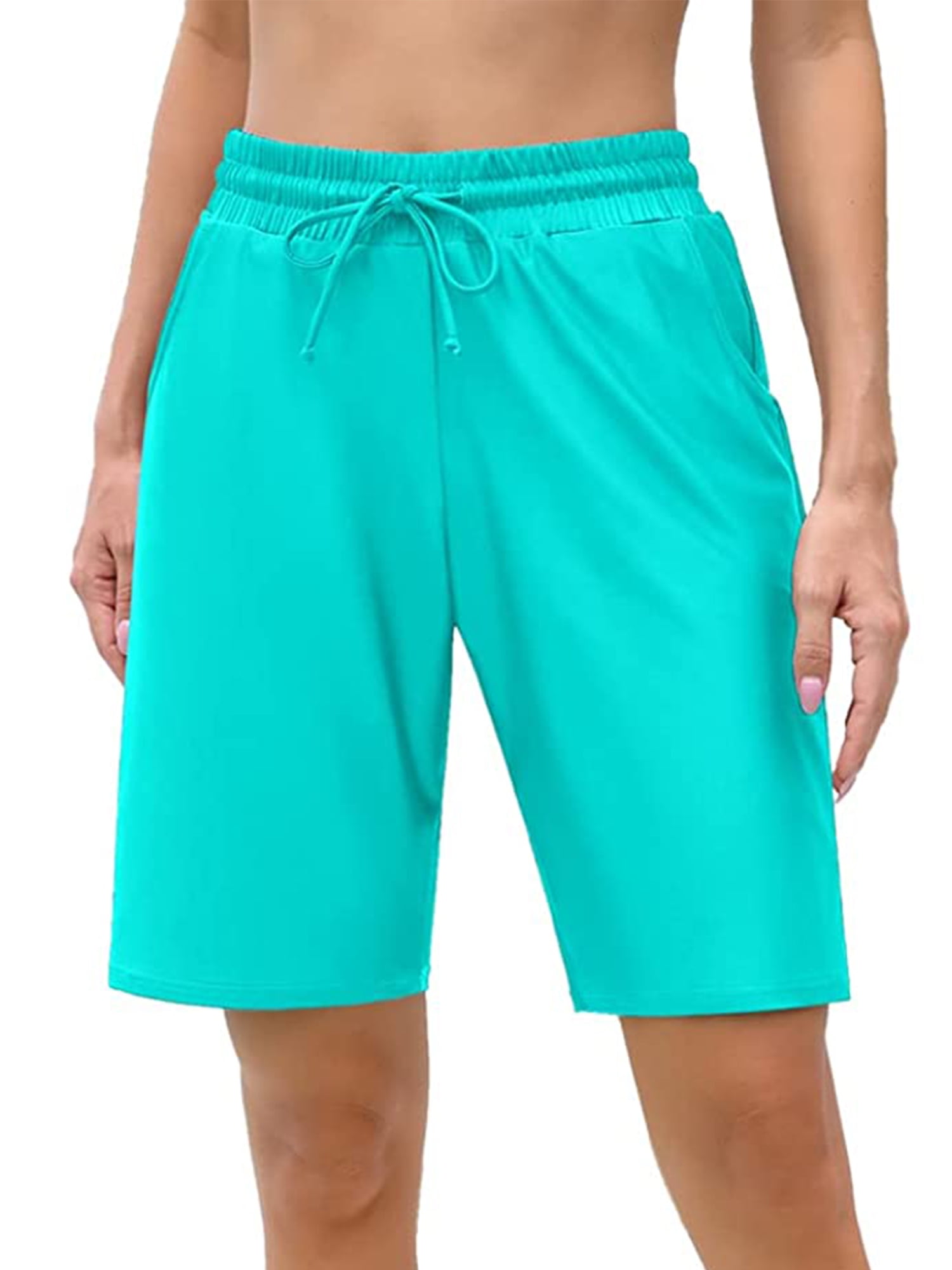 Charmo Women Swim Shorts Boy Leg Boardshorts with Built-in Brief Solid ...