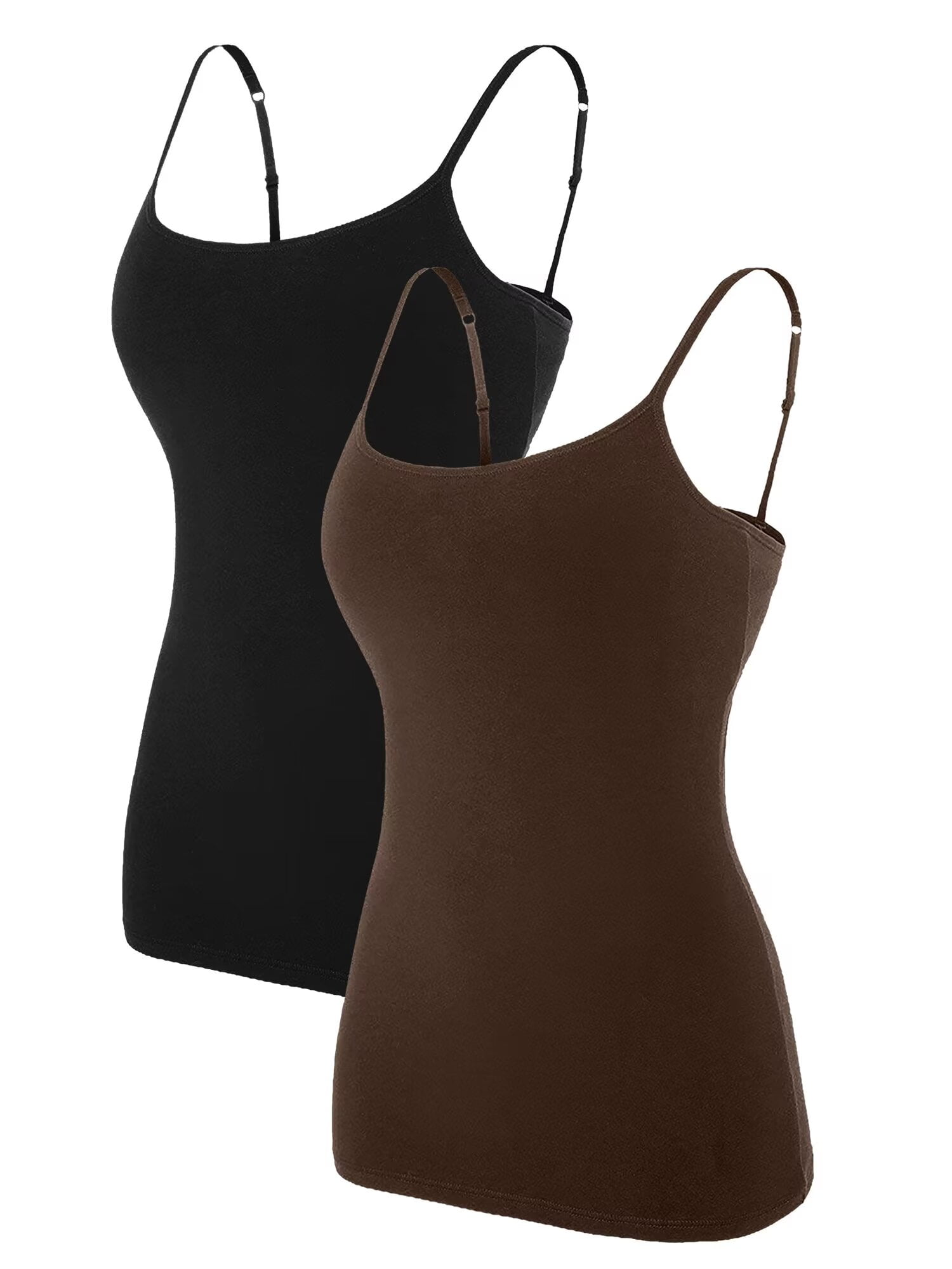 Charmo Women's Cami Cotton Adjustable Spaghetti Strap Built in Bra Tank ...