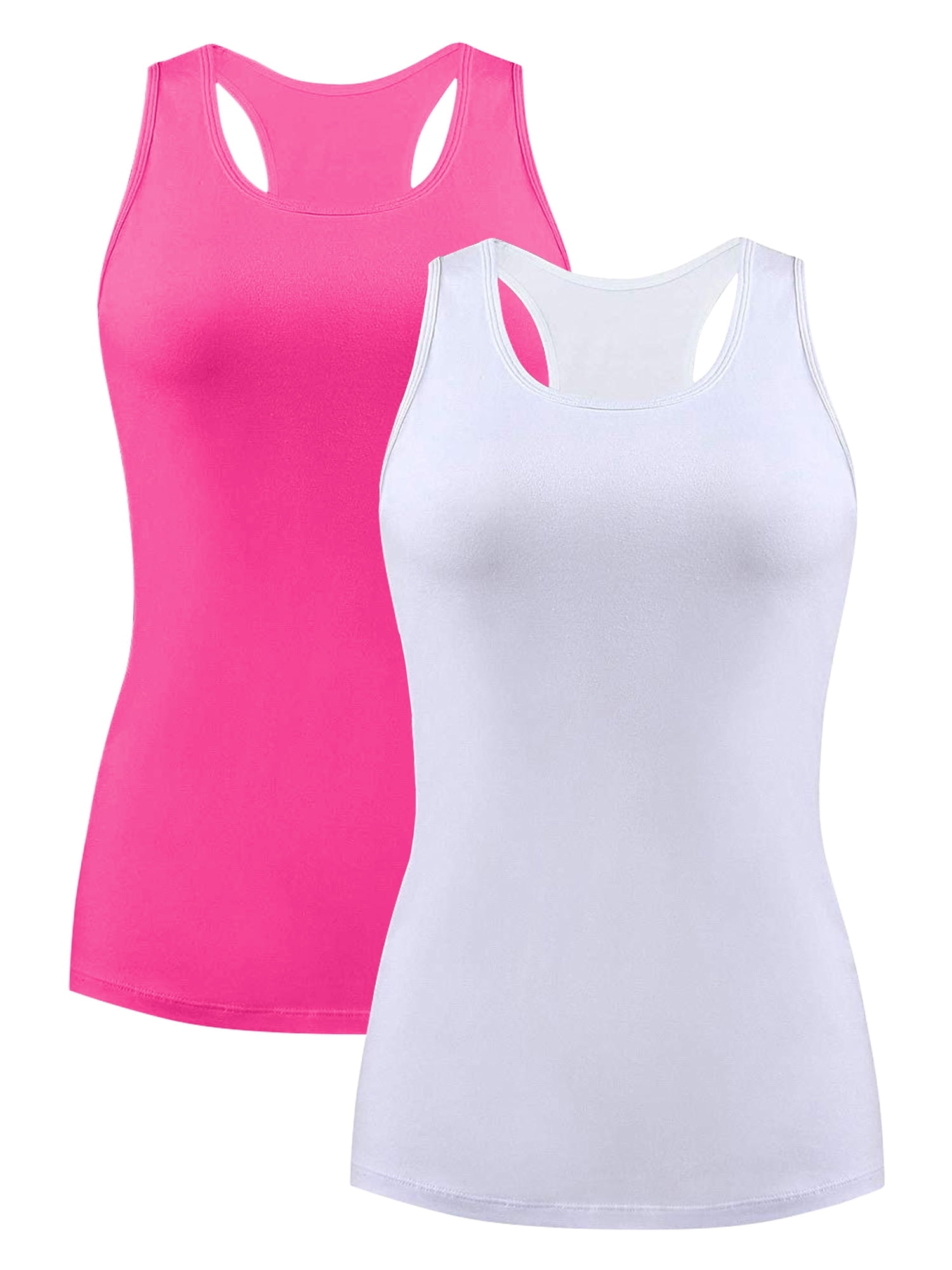 Charmo Women's Stretch Cotton Camisole, Shelf Bra, Racerback Tank Top ...