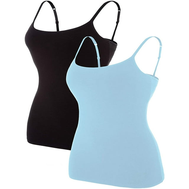 Charmo Women's Cotton Camisole Shelf Bra Cami Spaghetti Straps Tank Top ...
