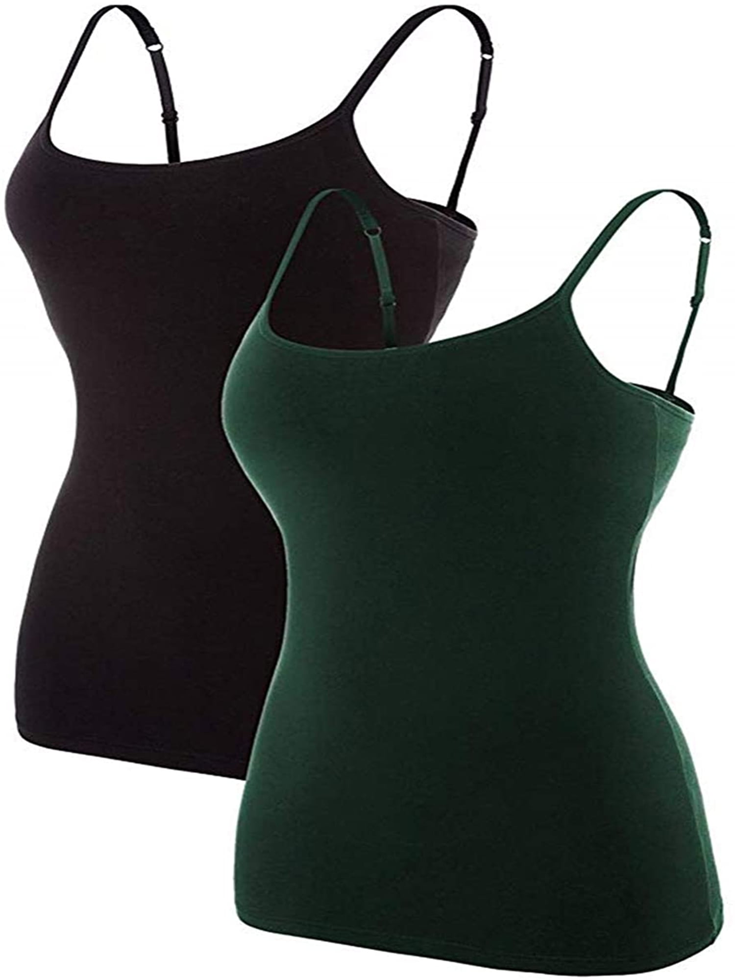 Charmo Women's Cotton Camisole Shelf Bra Cami Spaghetti Straps Tank Top ...