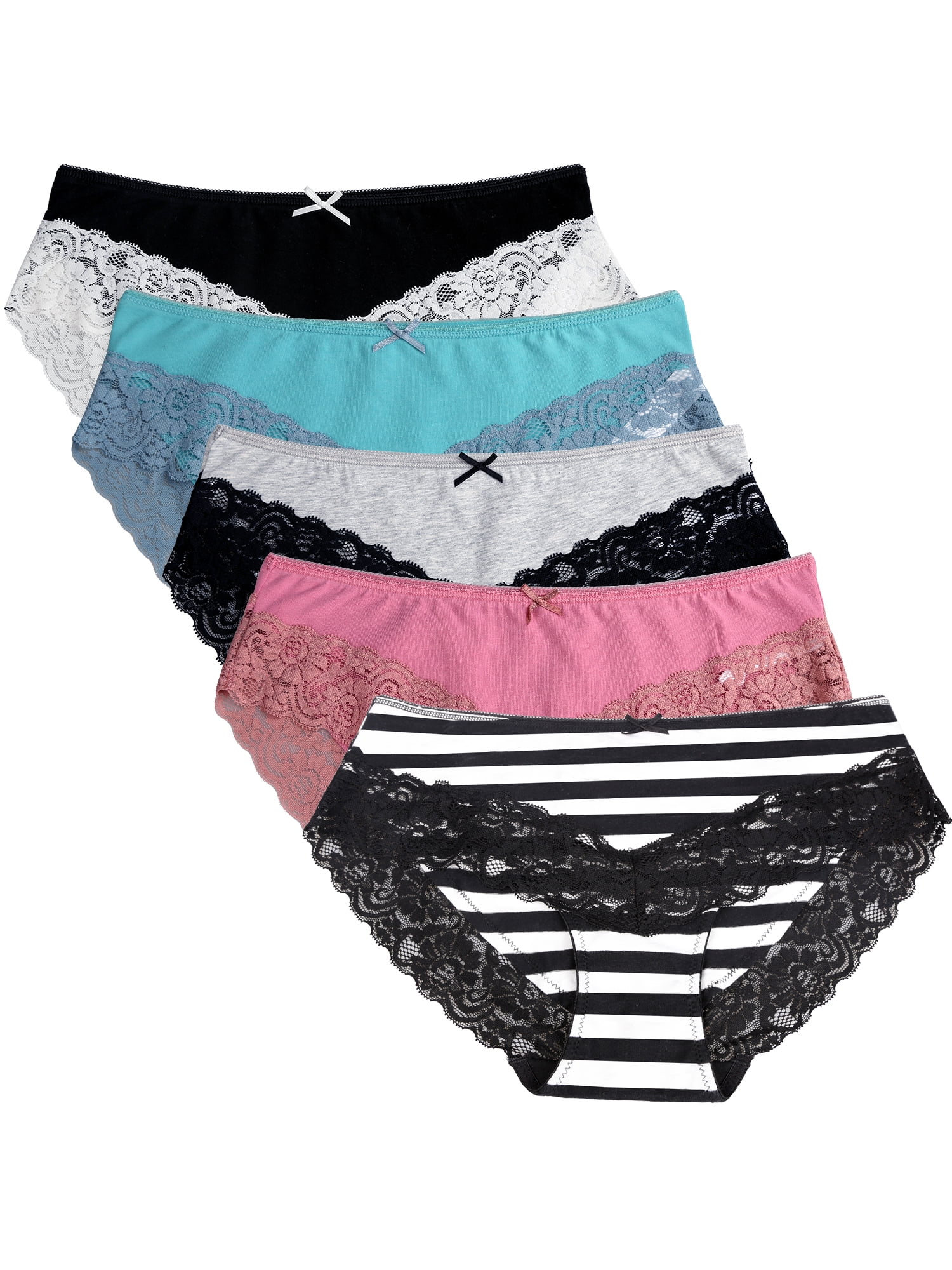 Charmo Women's Cotton Underwear Soft Stretch Hipster Panties Packs of 5 ...