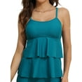 Charmo Women's Flowy Tankini Tops Ruffle Layered Swimsuit Tops Bulit-in ...