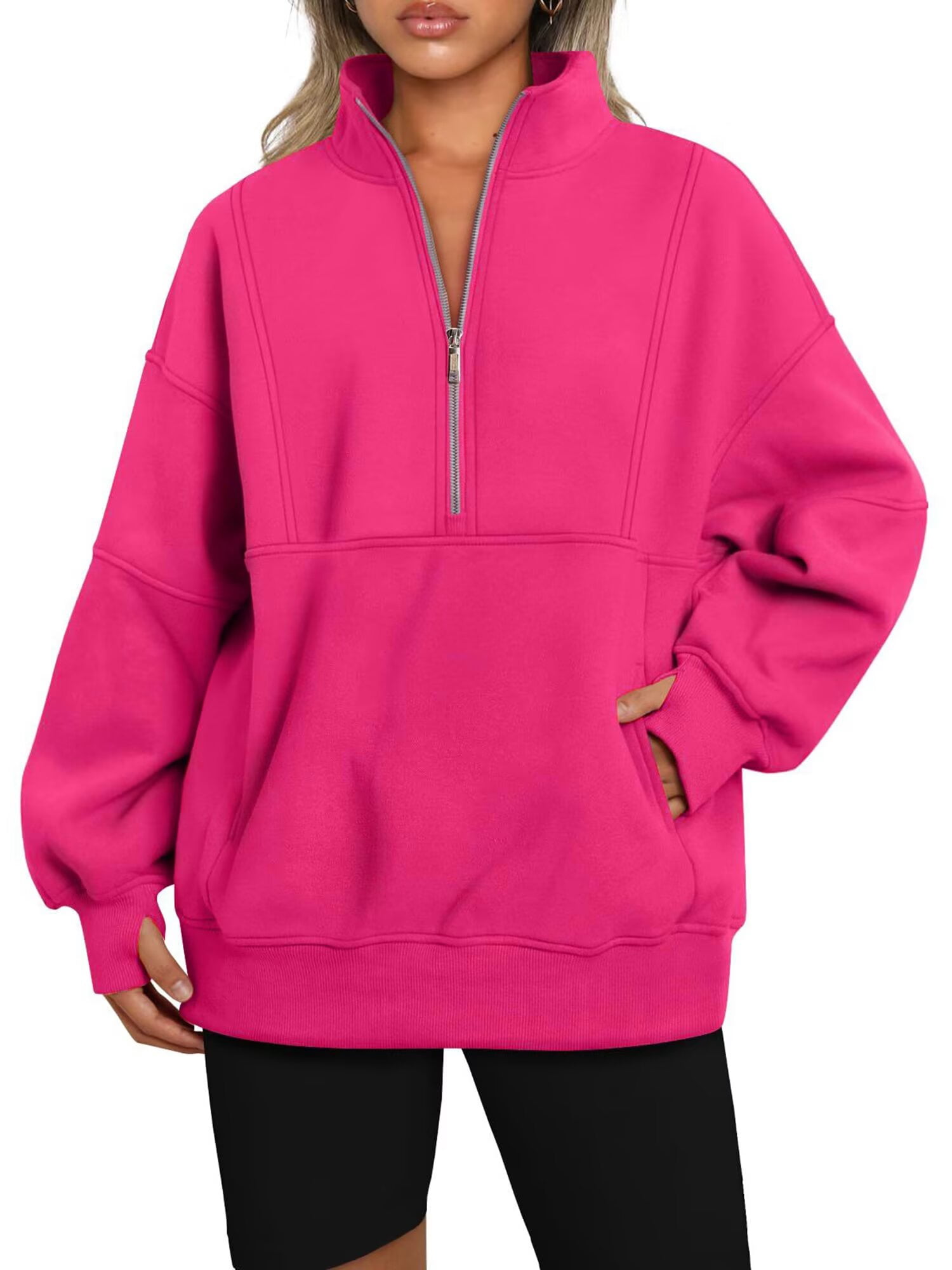 Charmo Women's Half Zip Oversized Sweatshirts Fleece Quarter Zipper ...