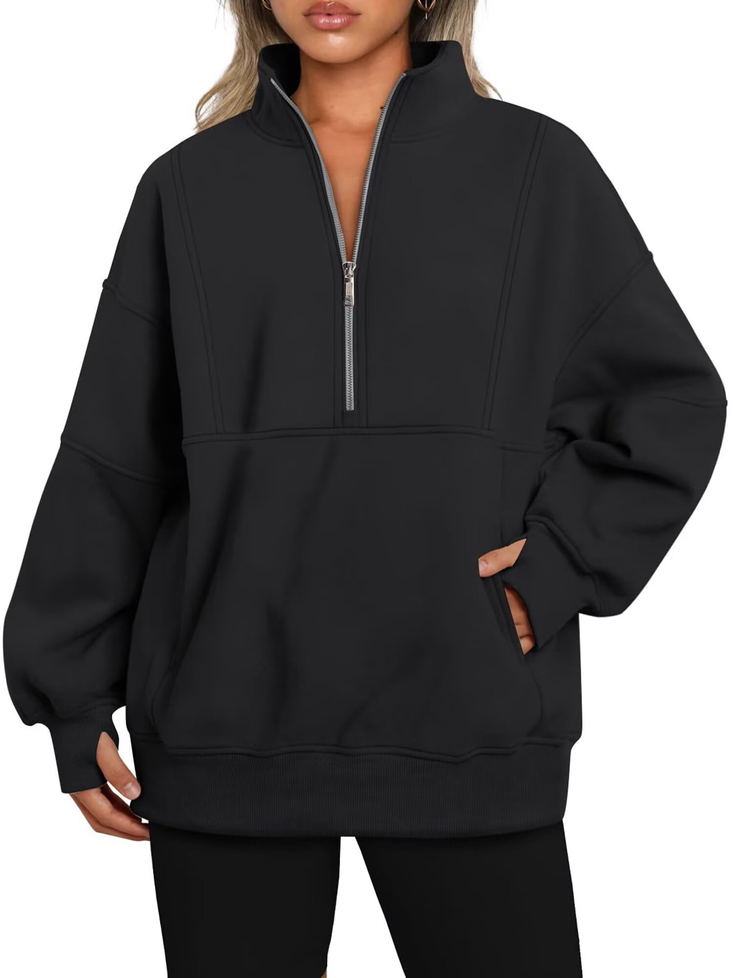 Charmo Women's Half Zip Oversized Sweatshirts Fleece Quarter Zipper ...