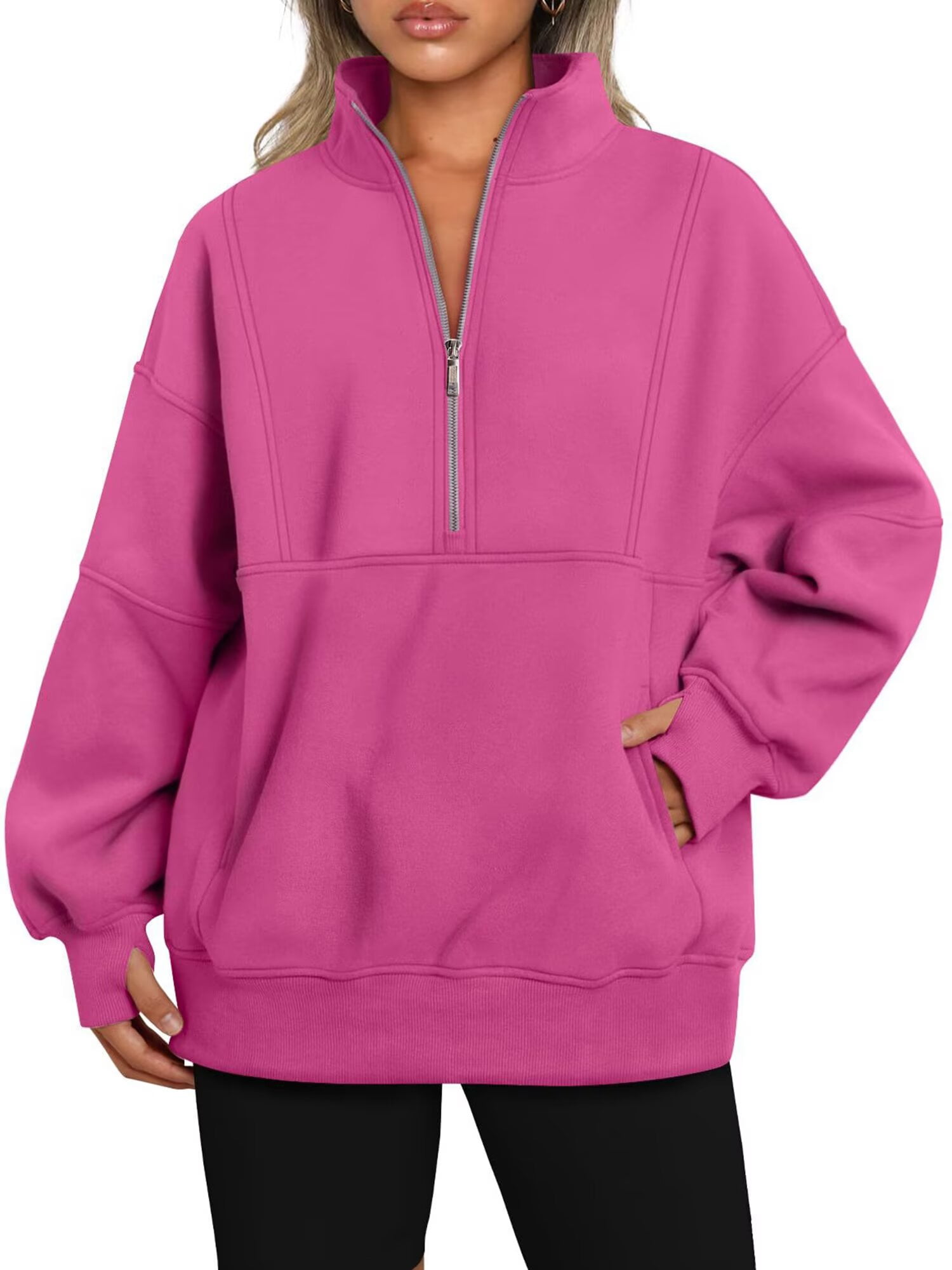 Charmo Women's Half Zip Oversized Sweatshirts Fleece Quarter Zipper ...