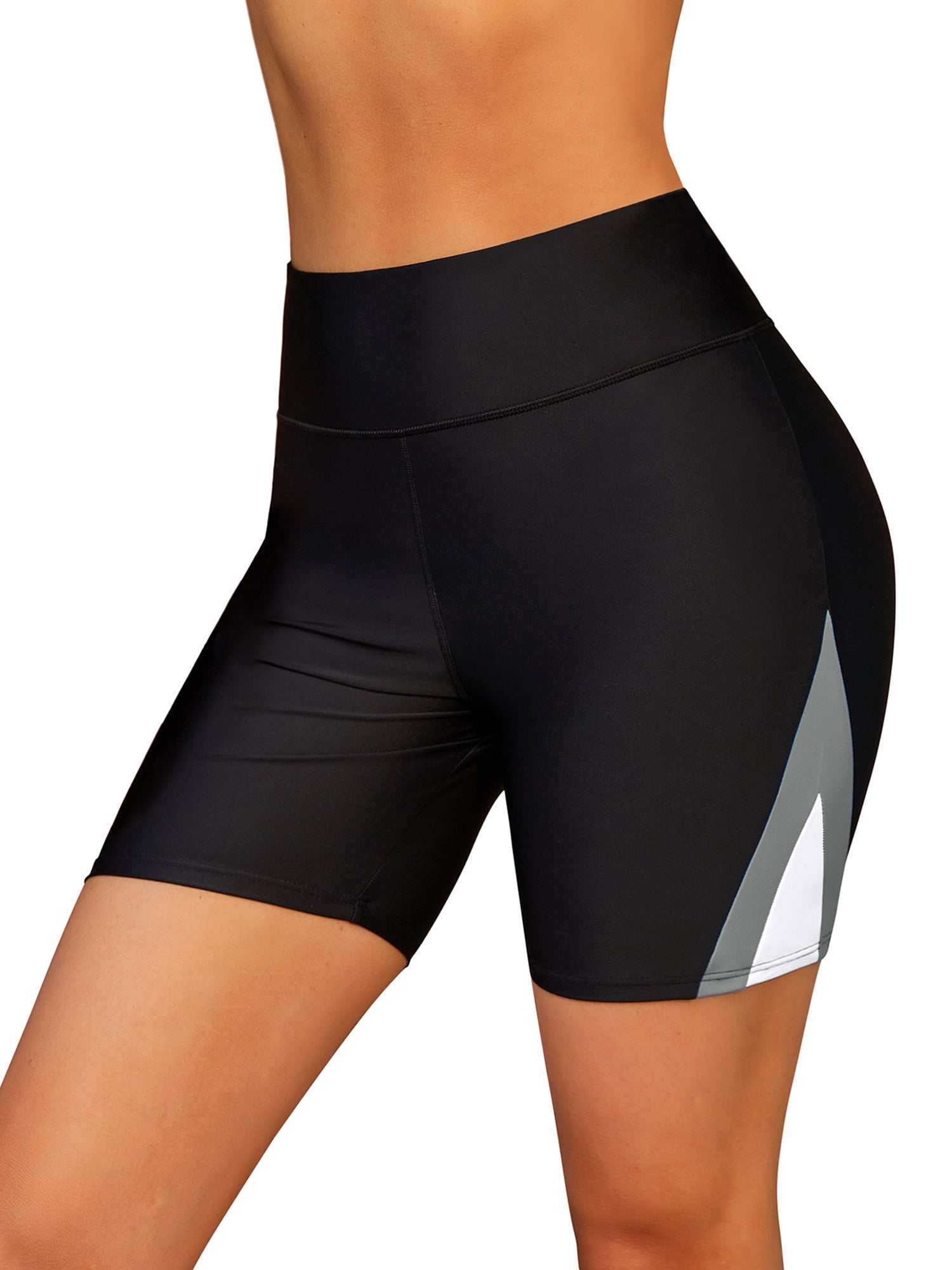 Charmo Women's Long Board Shorts High Waist Swim Bottom Solid Jammer ...