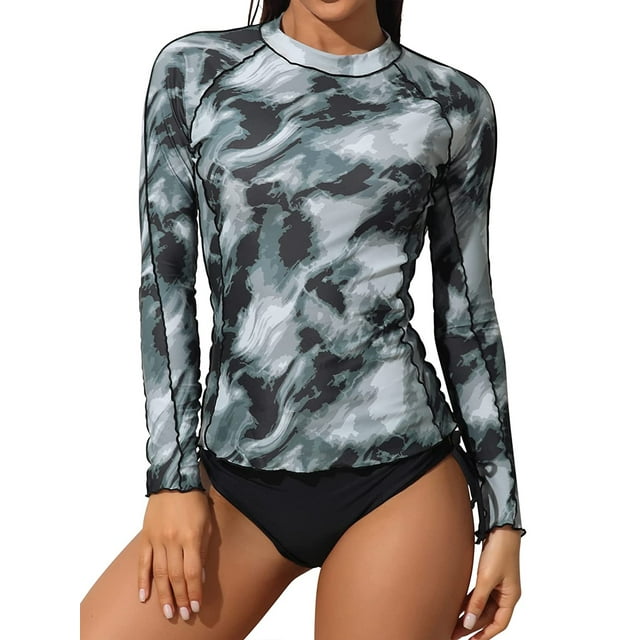Charmo Women's Long Sleeve Rash Guard Tie Dye UV Protection Swim Shirt UPF 50 - Walmart.com