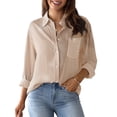 Charmo Women's Striped Button Down Blouses Casual Long Sleeve Shirts ...
