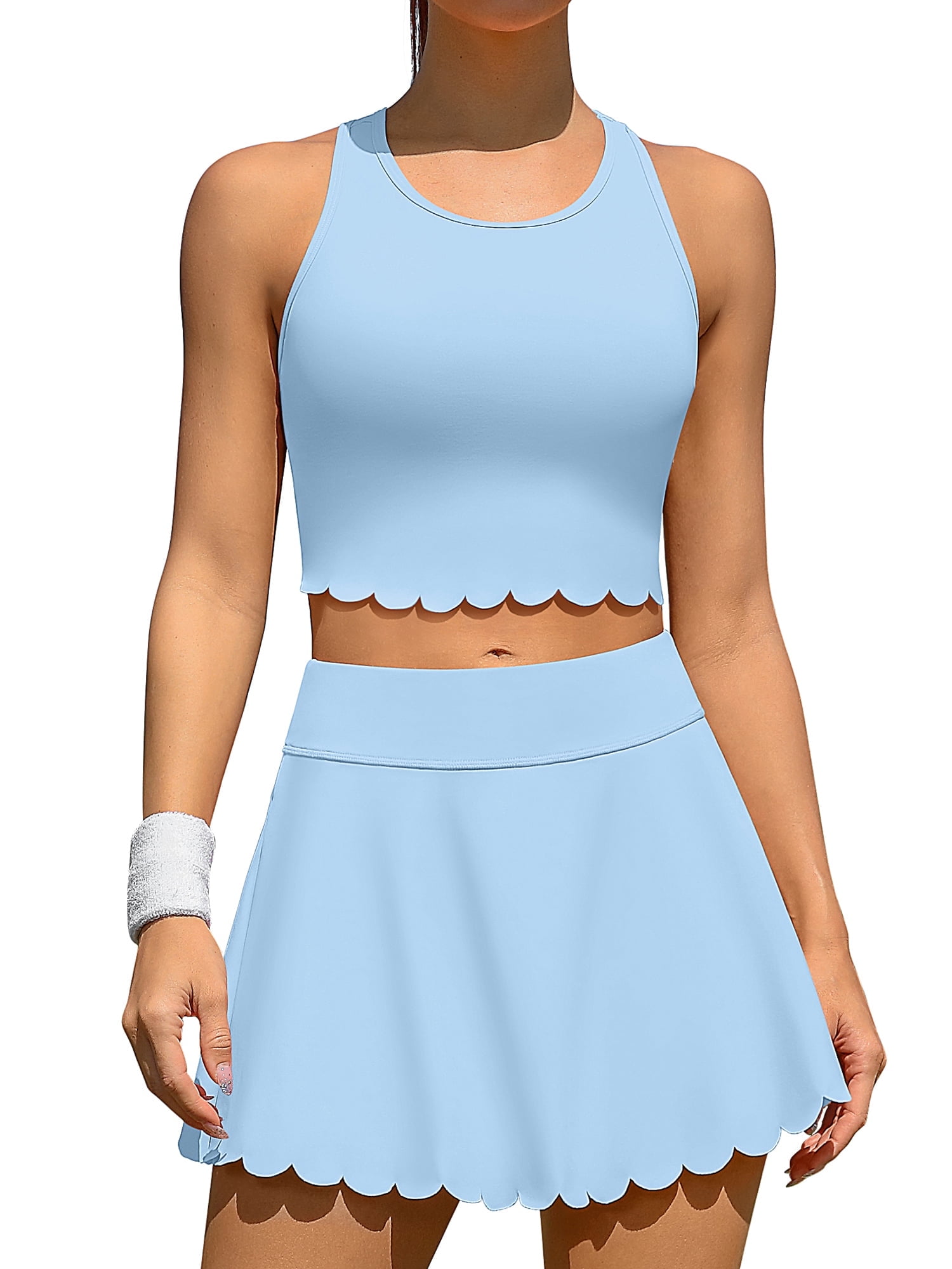 Charmo Womens 2 Piece Tennis Skirts Sets Athletic Dress with Bulit-in ...