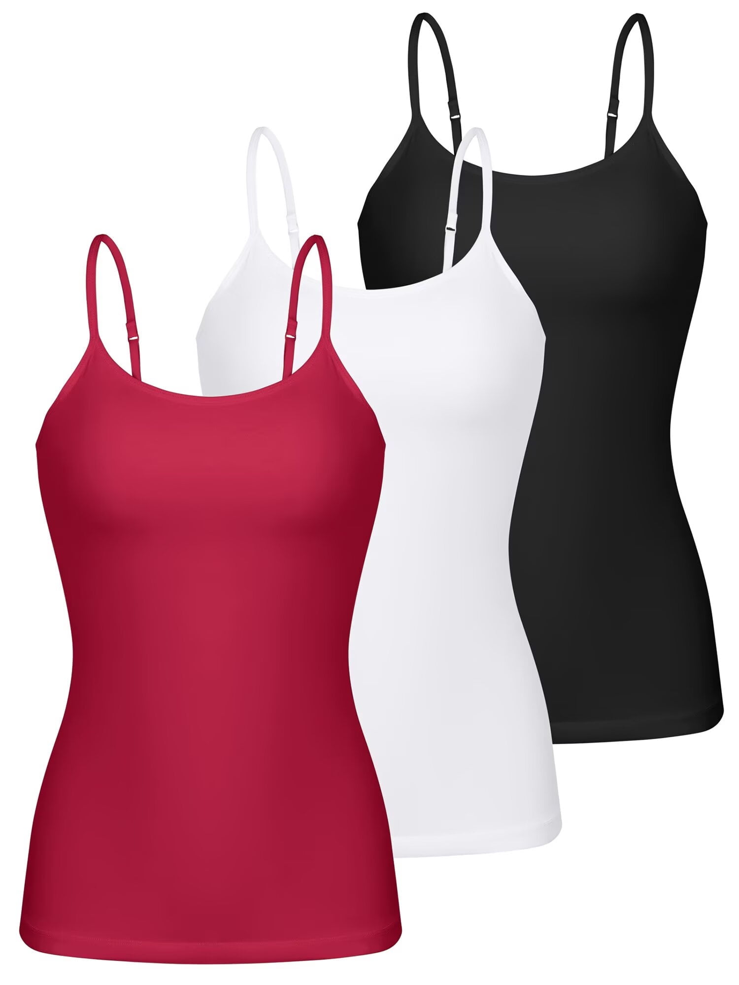 Charmo Womens 3-packs Cotton Scoop Neck Tank Tops Adjustable Spaghetti ...