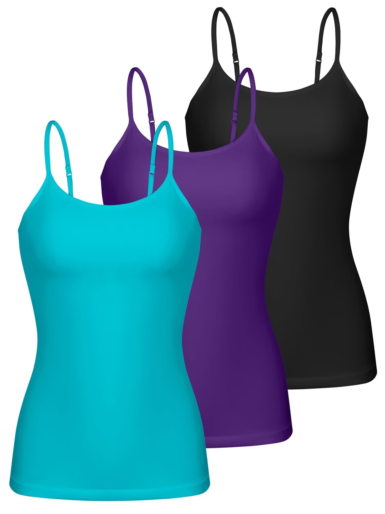 Charmo 3-packs Cotton Scoop Neck Tank Tops for Womens Adjustable ...