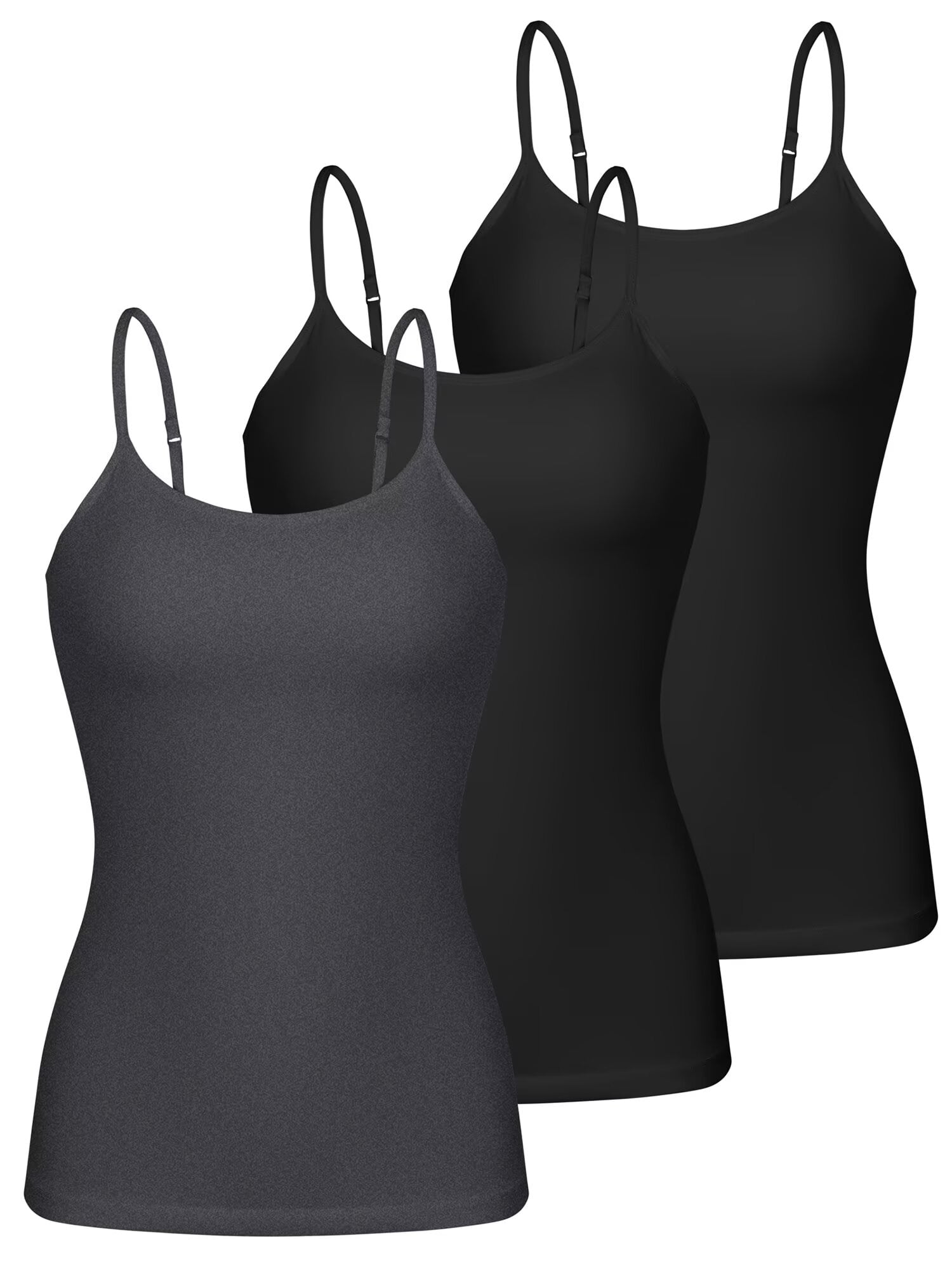 Charmo 3-packs Cotton Scoop Neck Tank Tops for Womens Adjustable ...
