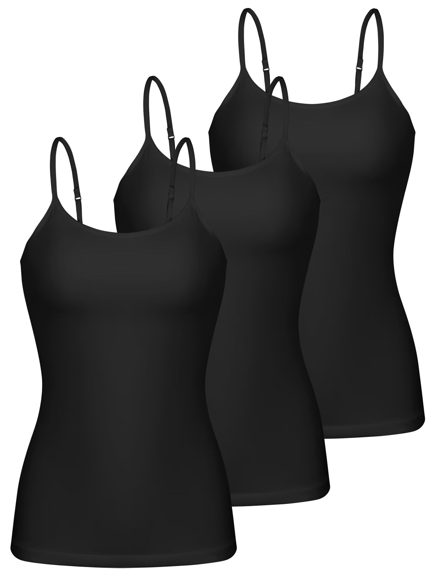 Charmo 3-packs Cotton Scoop Neck Tank Tops for Womens Adjustable ...