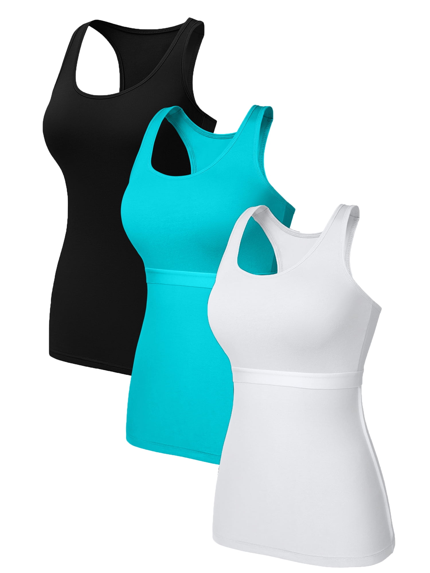 Charmo Womens 3-packs Cotton Tank Tops Square Neck Camisole Racerback ...