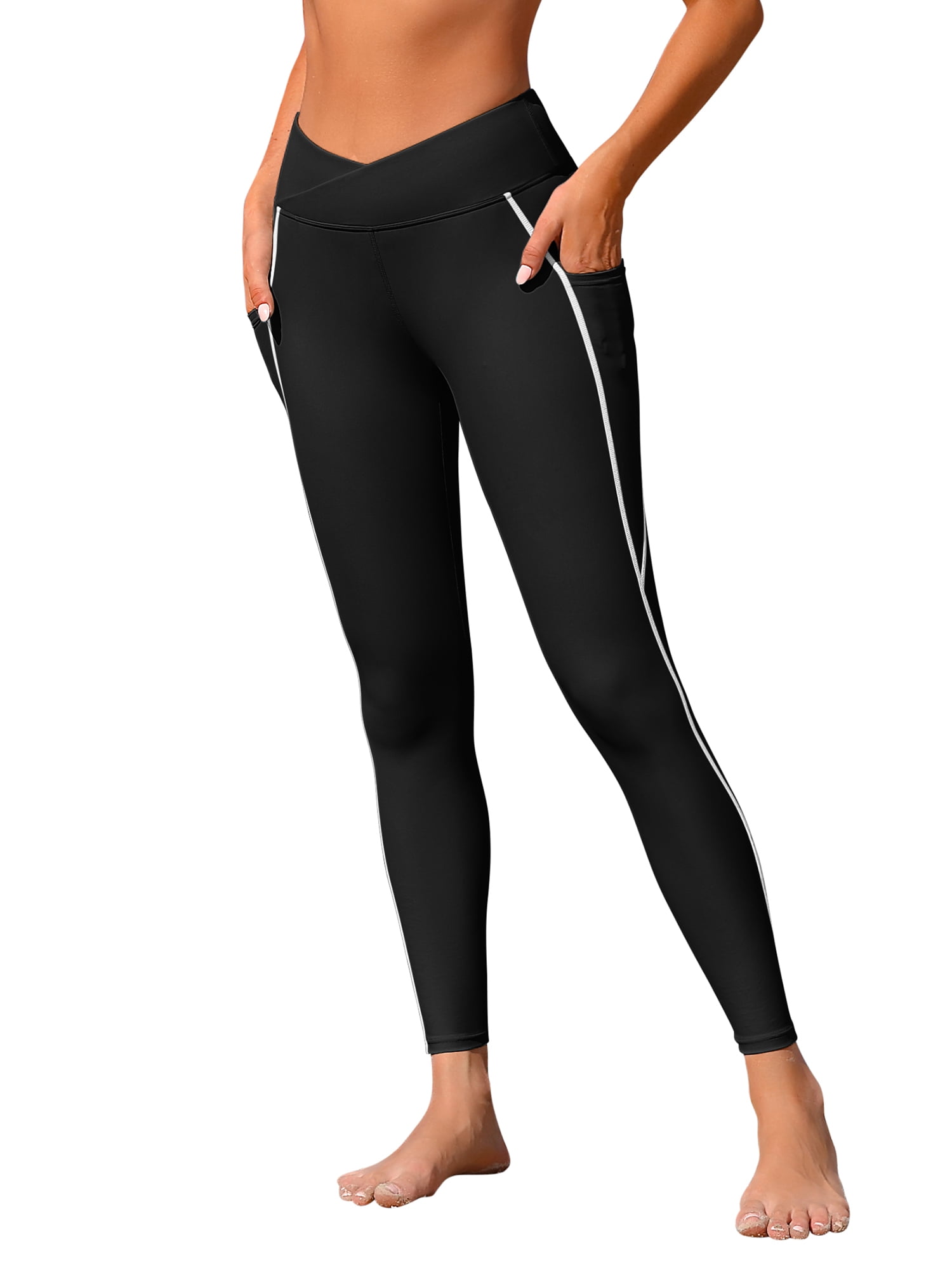 Charmo Womens Color Blocked Swimming Pants High Waisted Swmsuit Trunks ...