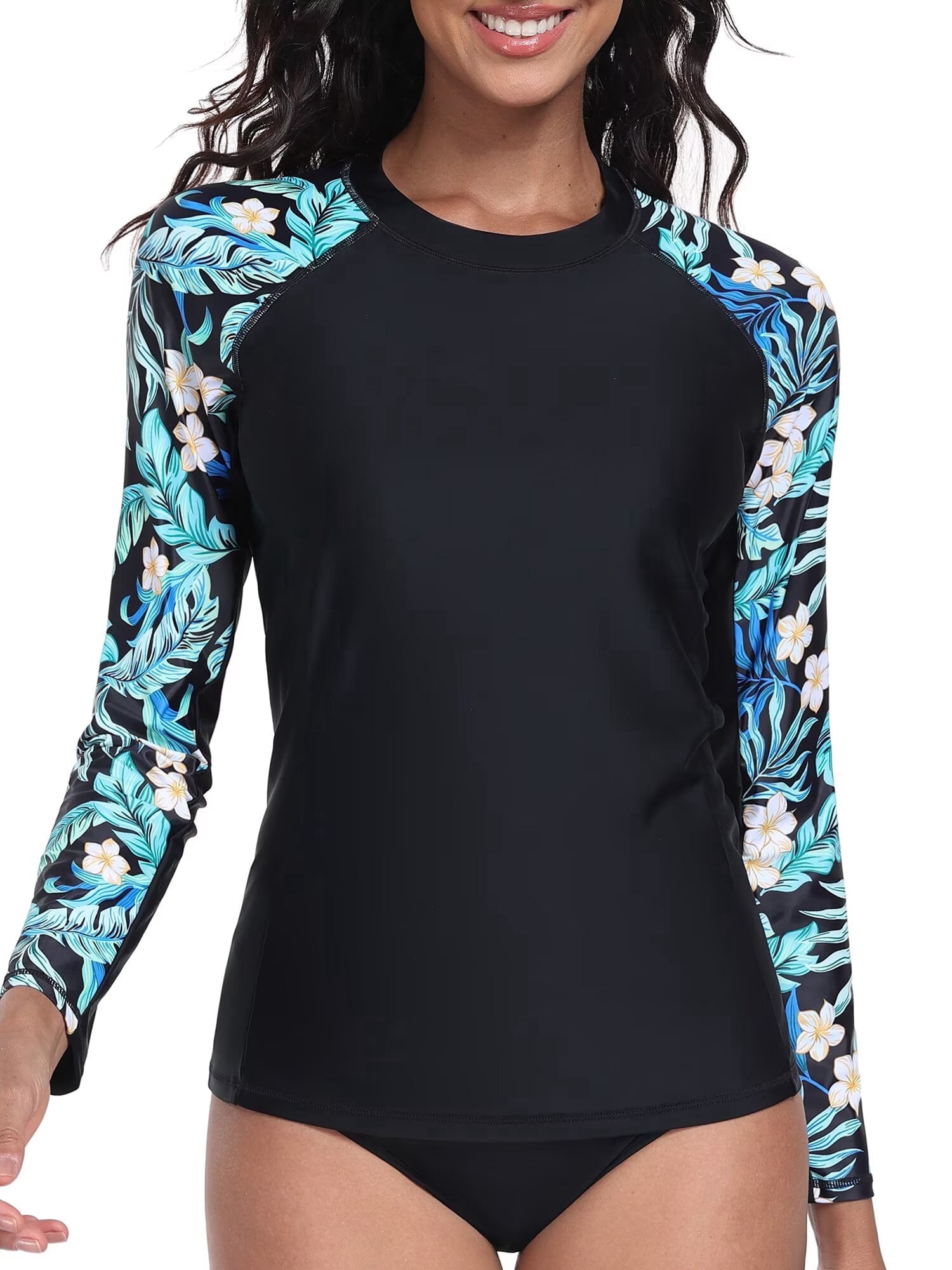 Charmo Women Long Sleeve Swimsuit Tops Sun Protection Rash Guard UPF 50 ...