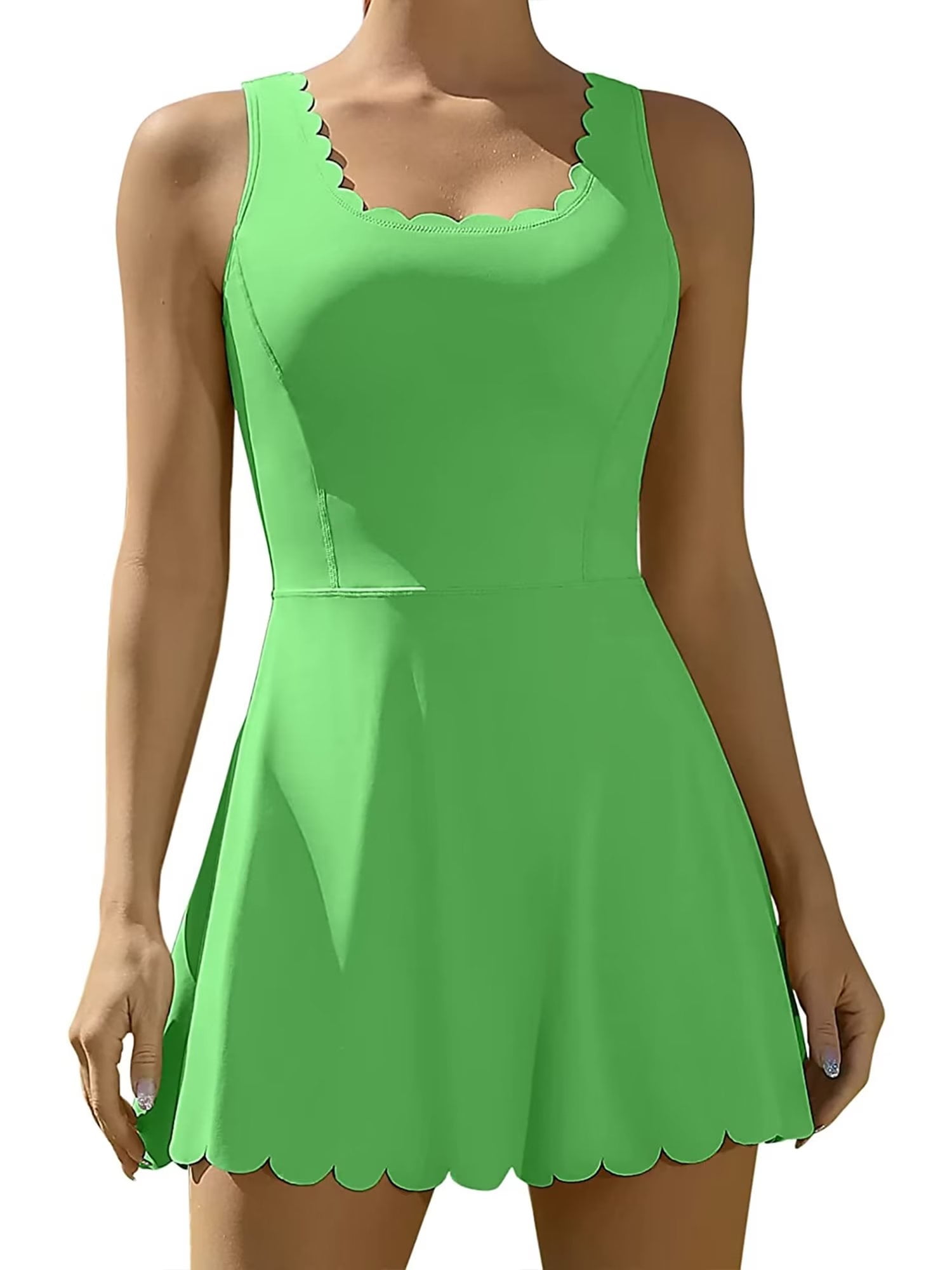 Charmo Womens Scallped Trim Tennise Dress Workout Athletic Golf Dresses ...
