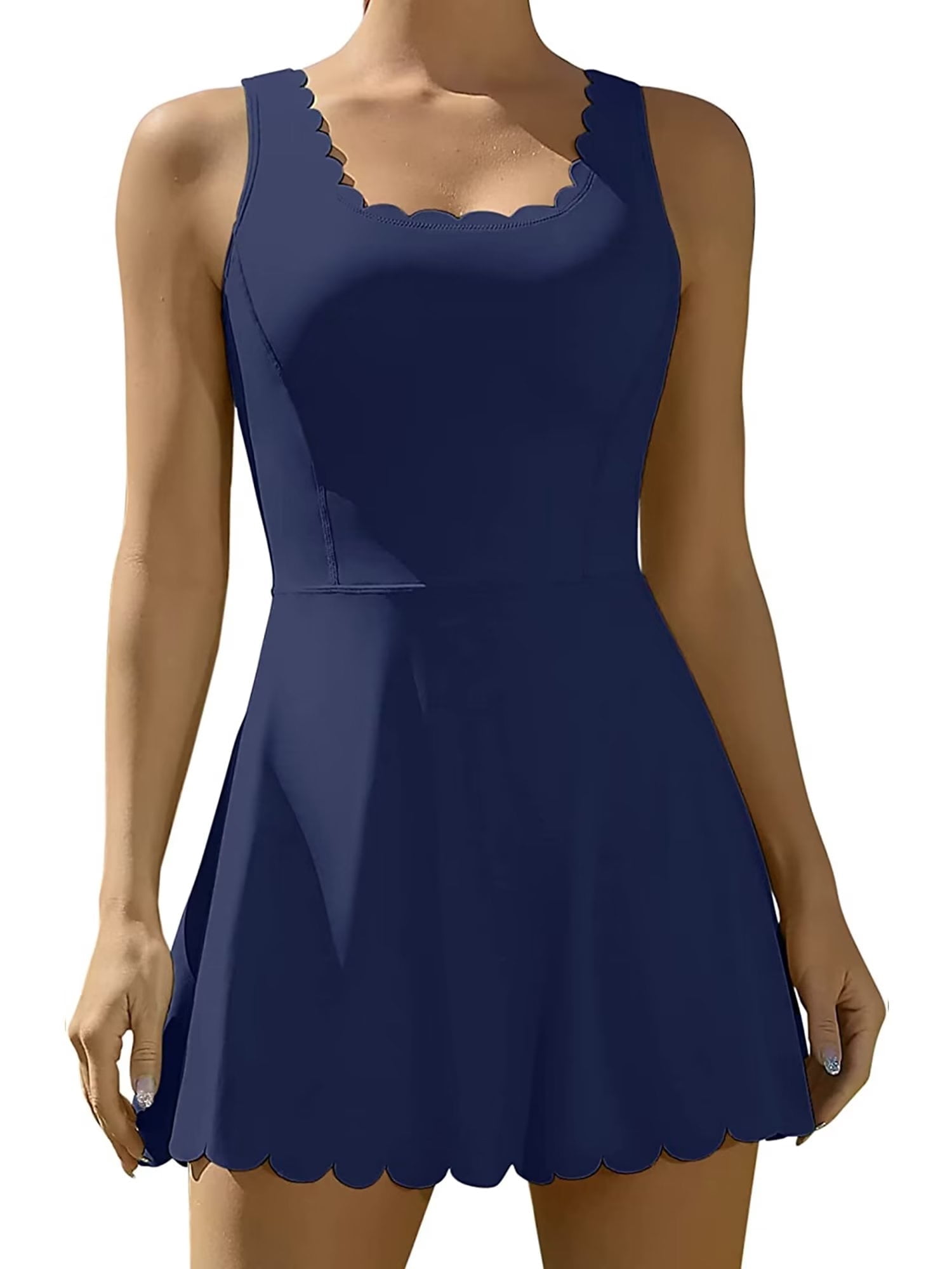 Charmo Womens Scallped Trim Tennise Dress Workout Athletic Golf Dresses ...
