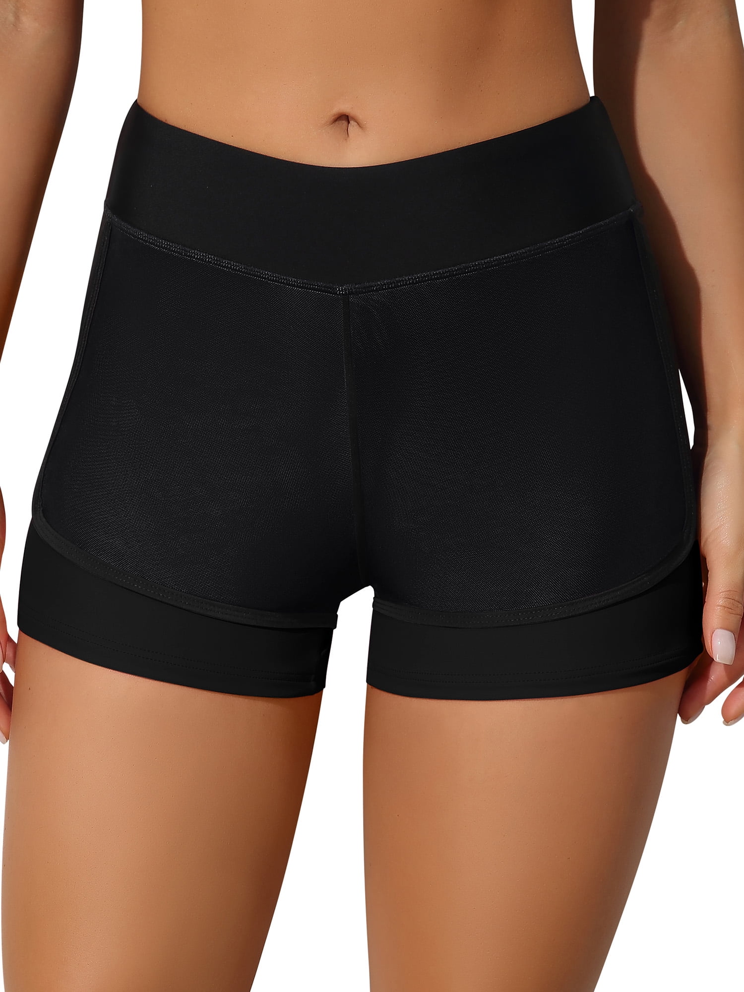 Charmo Womens Swim Shorts 2 in 1 Double Layer Mesh Swimsuit Bottoms ...