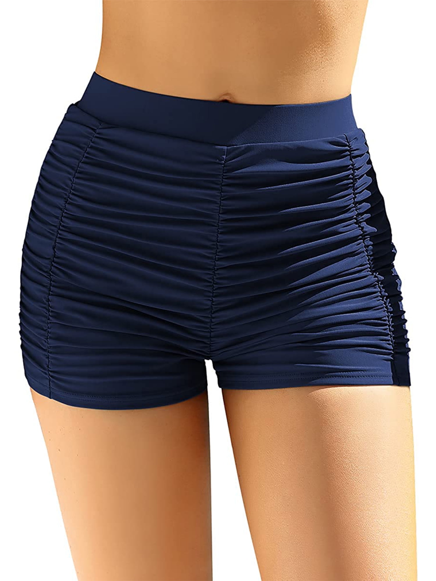Charmo Womens Swim Shorts, High Waisted Tummy Control Bottoms, Ruched ...