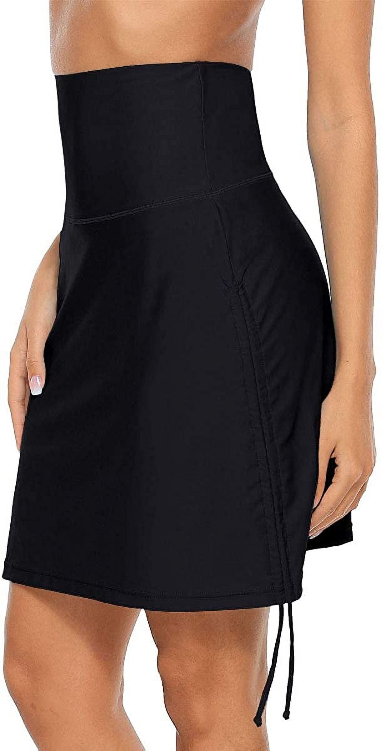 Charmo Womens Swimdress Drawstring Ruched Swim Skirt Adjustable Tie ...