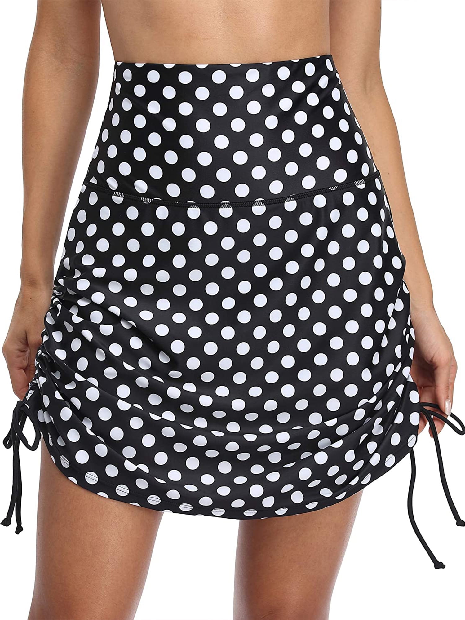 Charmo Womens Swimdress Drawstring Ruched Swim Skirt Adjustable Tie ...